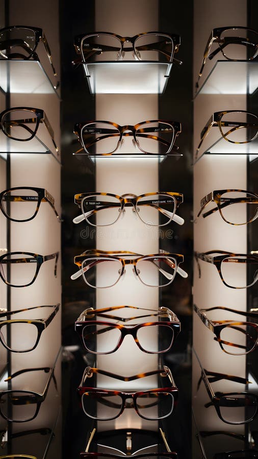 Luxury Eyeglass Collection Elegantly Displayed at Opticians Store Stock ...