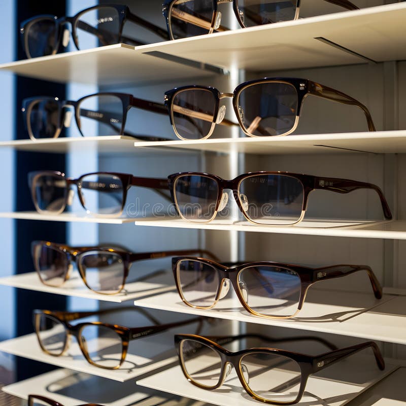 Luxury Eyeglass Collection Elegantly Displayed at Opticians Store Stock ...