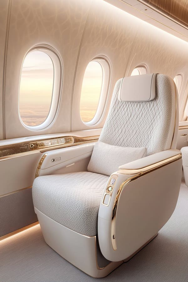 Luxury First Class Cabin Layout Featuring Spacious Seating and Elegant ...