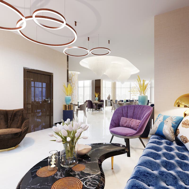 Luxury Five Star Hotel with Lounge Area Stock Illustration ...