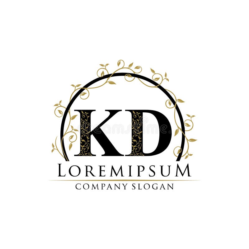 Luxury Floral Crests KD Letter Logo Stock Illustration - Illustration ...