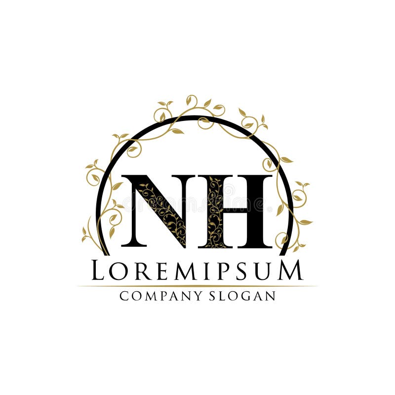 Luxury Floral Crests NH Letter Logo Stock Illustration - Illustration ...