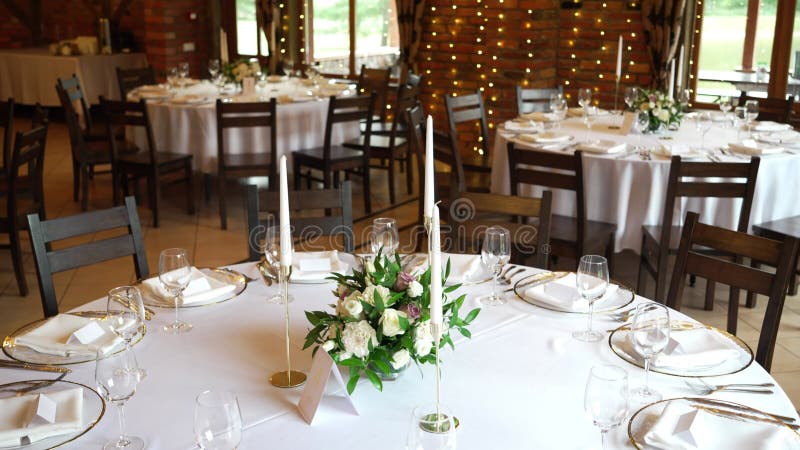 Luxury Formal Setting of a Wedding Reception Table in a Wedding Hall ...