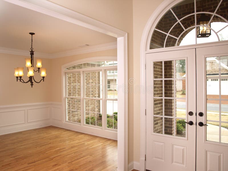 Luxury Foyer with Glass Door 3 Stock Image - Image of hall, house: 4944477