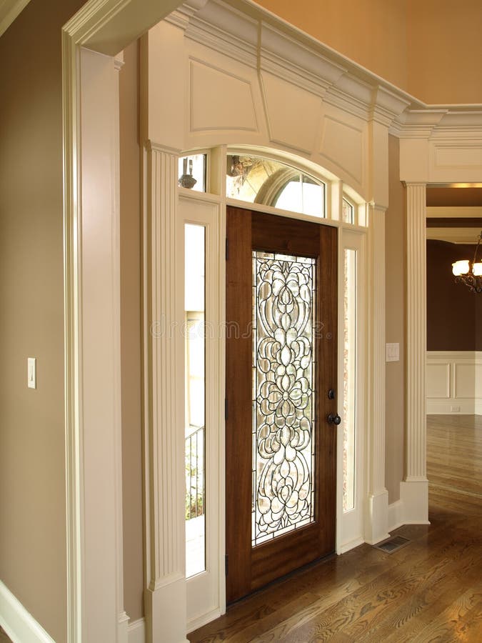 Luxury Foyer with Glass Door 3 Stock Image - Image of hall, house: 4944477
