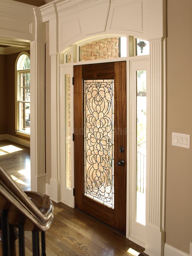 Luxury Foyer with Glass Door 3 Stock Image - Image of hall, house: 4944477