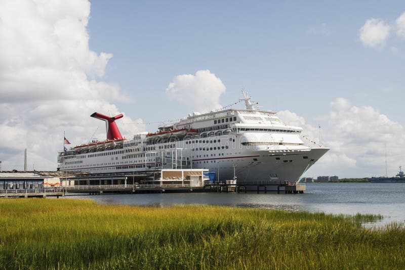 Luxury Fun Ship Docked Near Wetlands Stock Image - Image of cruise ...