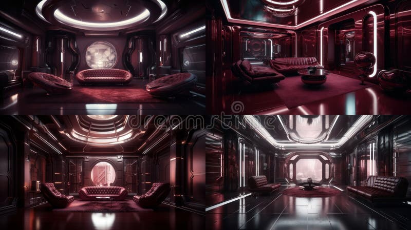 Futuristic Platinum & Brass Interior: Award-Winning Desig Stock ...