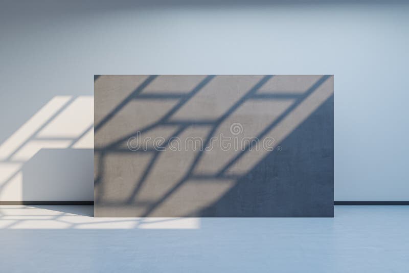 Luxury Gallery Interior with Empty Poster and Sunlight Shadow on ...