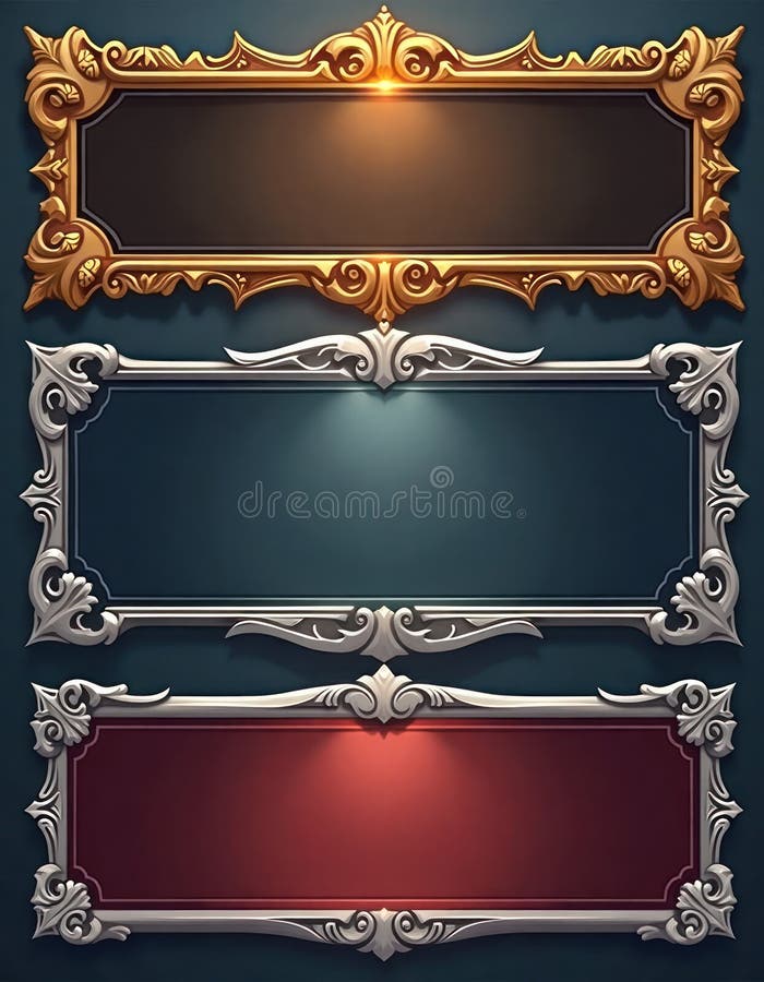 Luxury Game Ui Elements. Decorative Borders for Video Games. Elegant ...