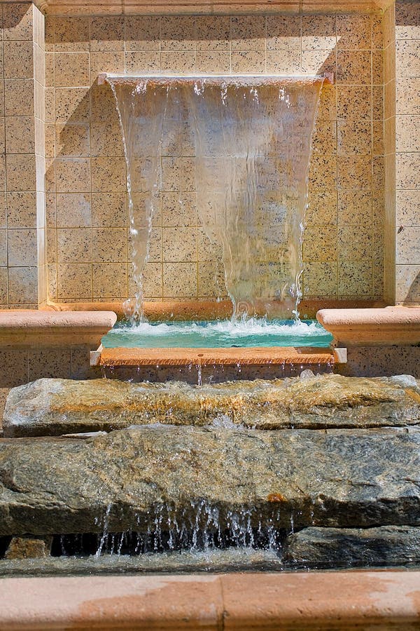 Luxury Garden Waterfall Feature Stock Image - Image of rock, backyard ...