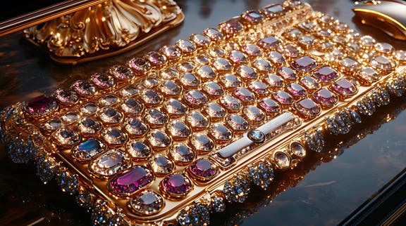 Luxury Gemstone Keyboard, Desk, Opulence, Background Stock Illustration ...