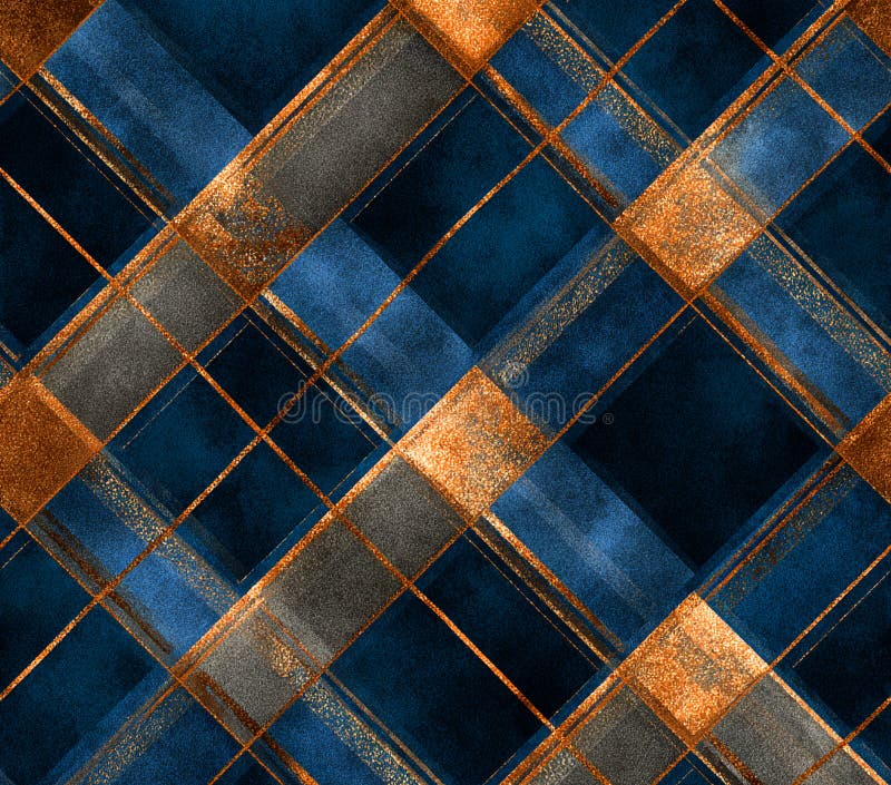 Luxury Geometric Pattern Deep Blue Copper Design Stock Illustration ...