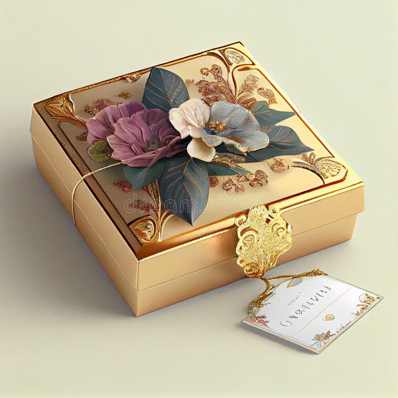 Luxury Gift Box with Ornaments Stock Illustration - Illustration of ...