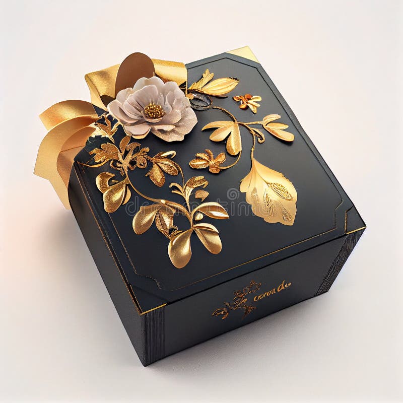 Luxury Gift Box with Beauty Flower Ornaments Stock Illustration ...