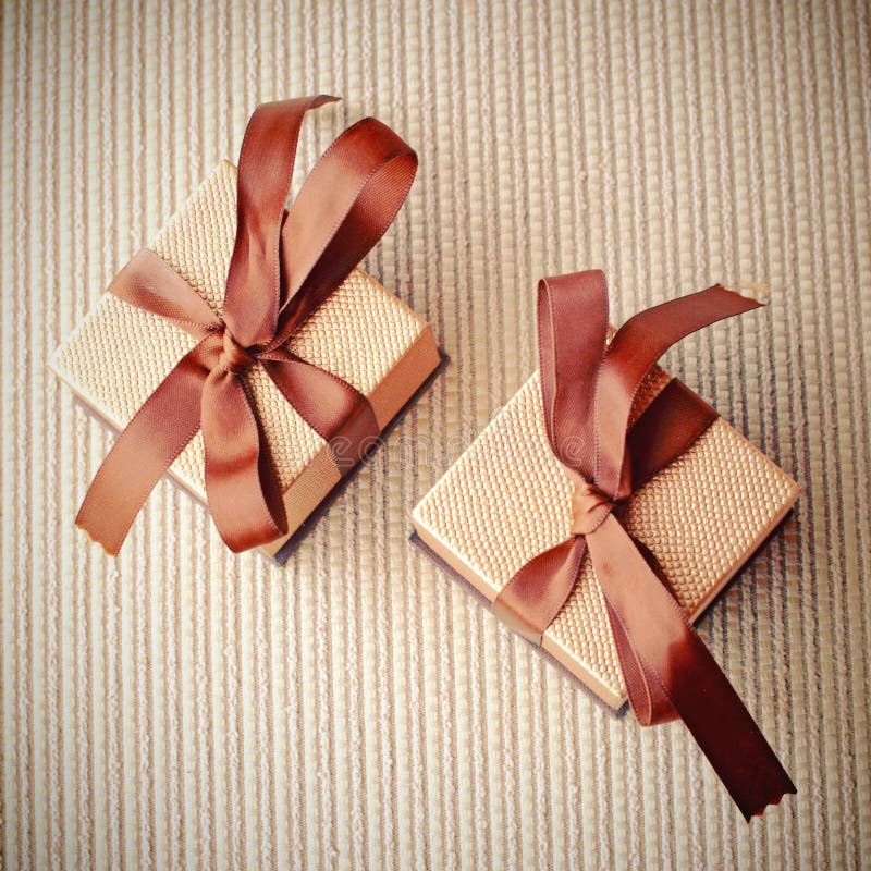 Luxury Gift Boxes with Ribbon, Retro Effect Stock Image - Image of ...