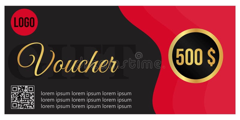 Luxury Gift Voucher in Red, Black and Gold with Elegant Design. Stock ...