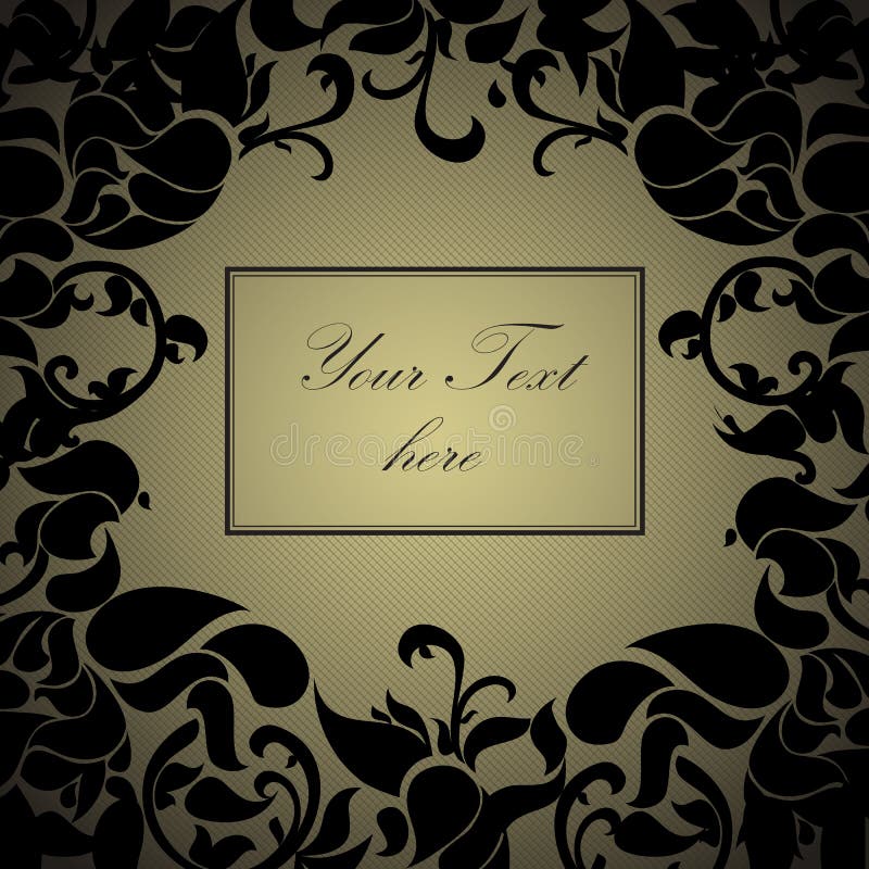 Luxury Gold&black Floral Frame with Text. Stock Vector - Illustration ...