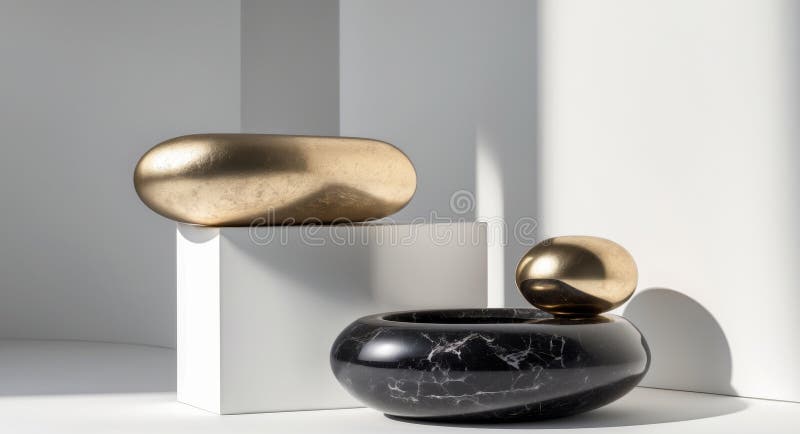 Luxury Gold and Black Stone Product Display Stock Photo - Image of ...