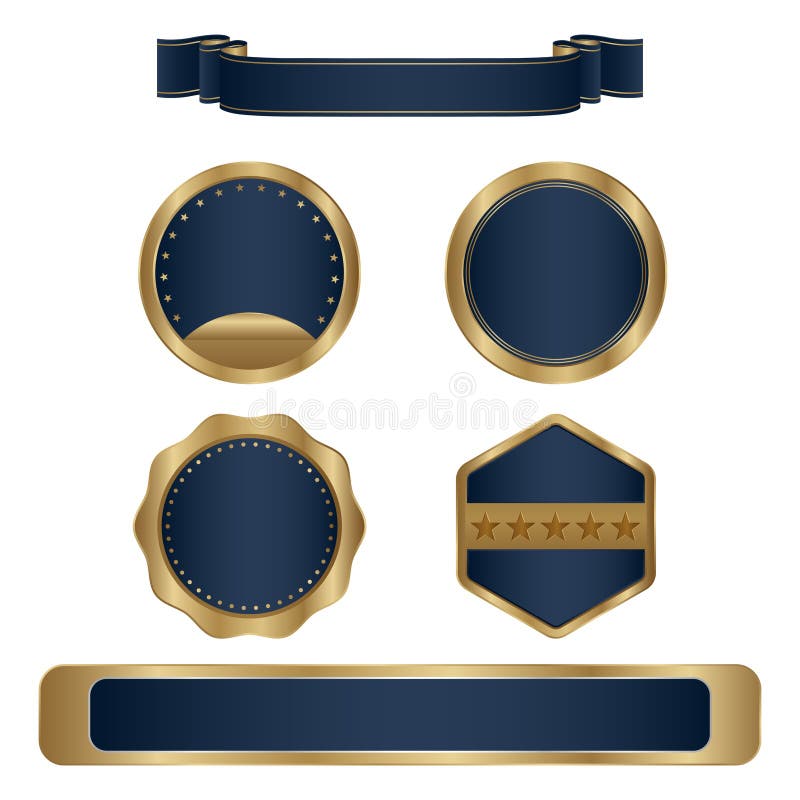 Luxury Gold and Blue Design Badges and Labels Collection Stock Vector ...