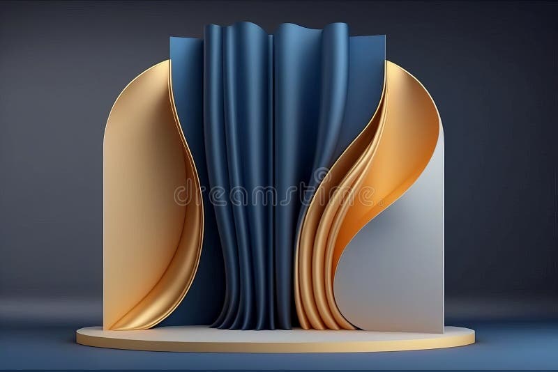 Luxury Gold and Blue Product Display Podium. Generative Ai Stock Image ...