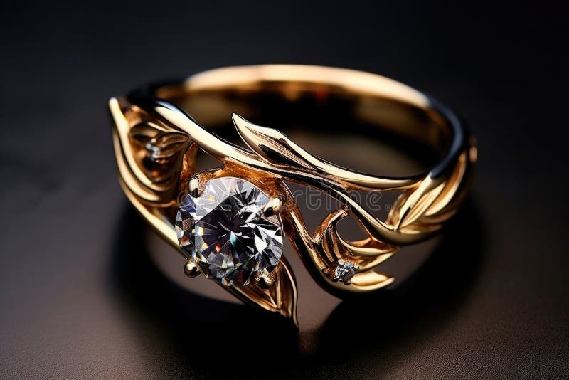 Luxury Gold Diamond Ring Close-up Stock Illustration - Illustration of ...