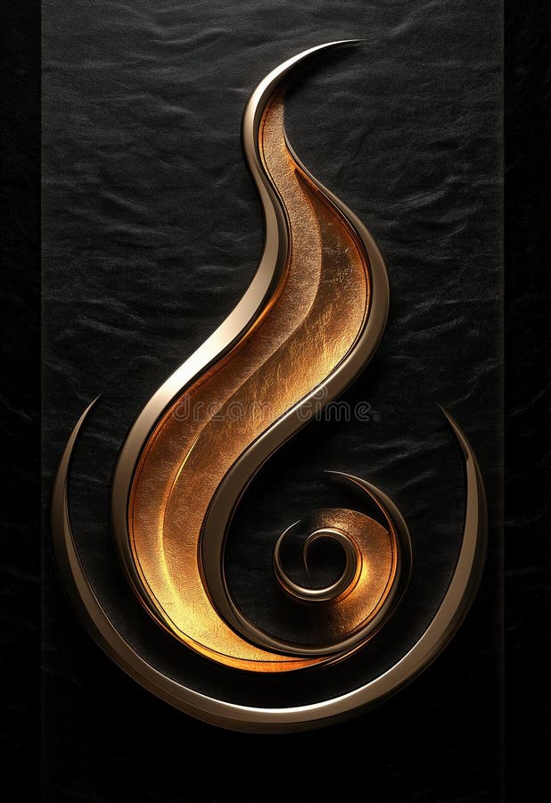 Luxury Gold Flame Emblem on Black Background. Stock Photo - Image of ...