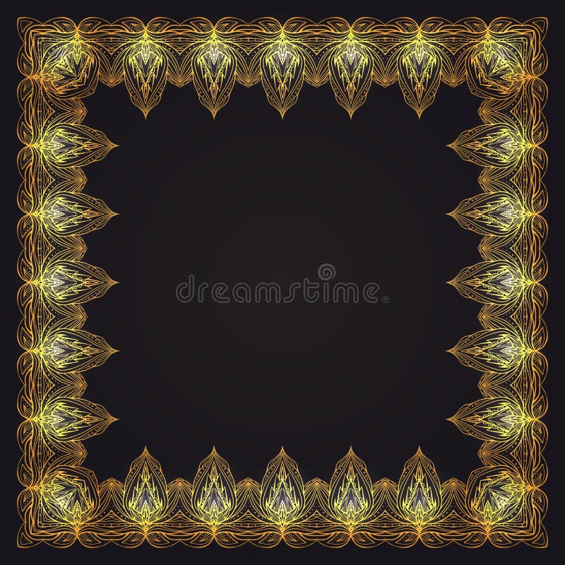Luxury Gold Frame with Boho Pattern. Stock Vector - Illustration of ...