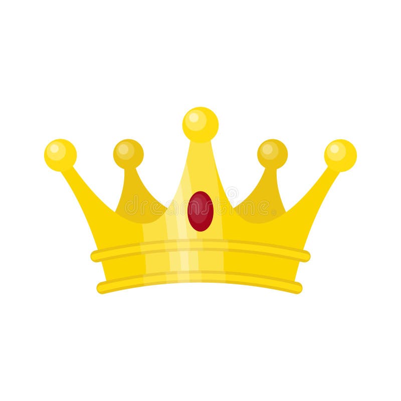 Luxury Gold King S Crown with Oval Ruby Decoration, Cartoon Vector ...