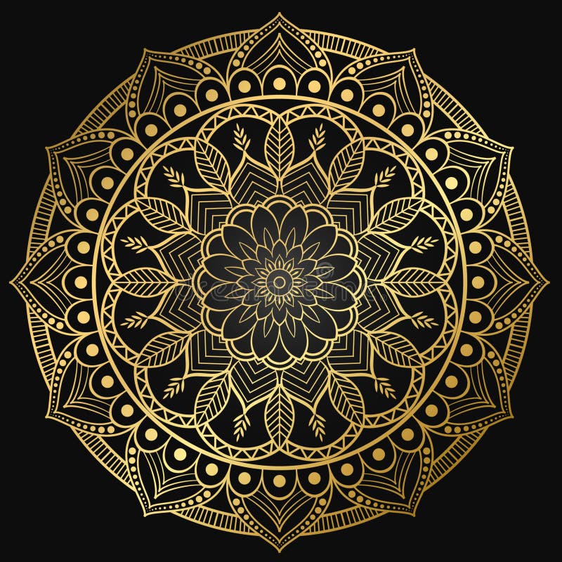 Luxury Gold Mandala Design Background Inlaid Black Background Stock ...