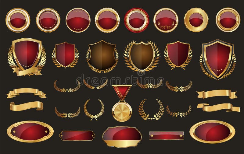 Luxury Gold and Red Design Elements Collection Vector Illustration ...