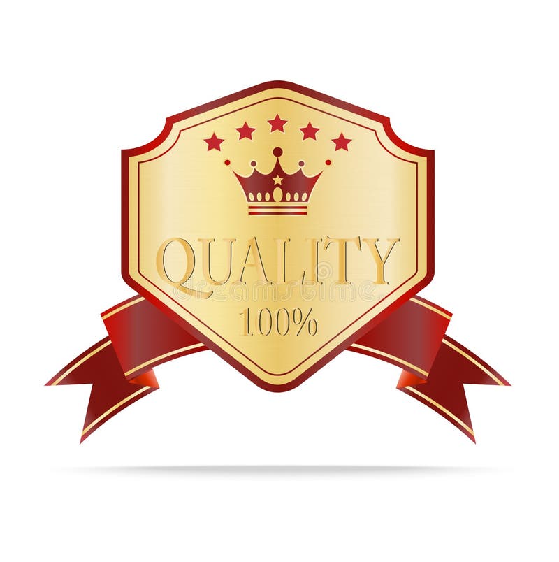 Luxury Gold and Red Quality Shields Label Stock Vector - Illustration ...