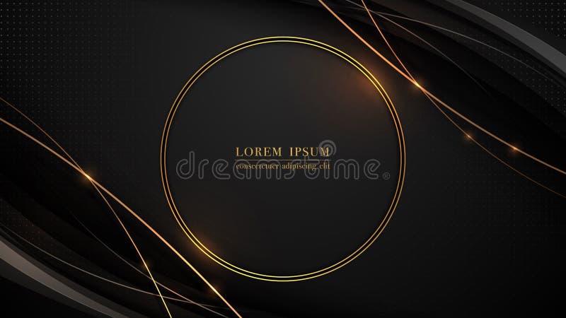 Luxury Gold Rings and Line Design with Dot Pattern on Black Background ...