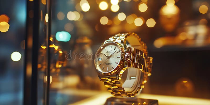 Luxury Gold Watch Display Stunning Timepiece in Showcase Stock ...