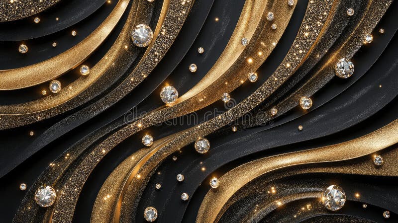 Luxury Golden Background Design with Gems. Texture with Smooth Flowing ...