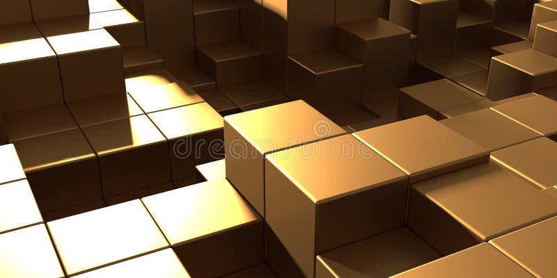 Luxury Golden Background. Gold Glossy Cubes Array Stock Illustration ...