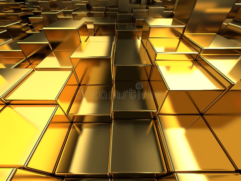 Luxury Golden Background Gold Glossy Cubes Array Stock Illustrations ...