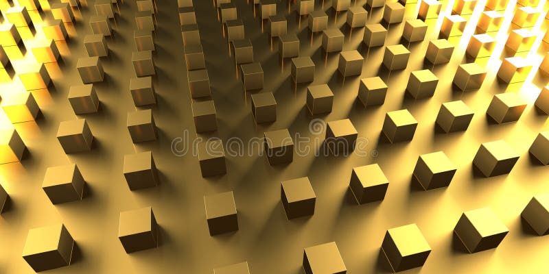 Luxury Golden Background. Gold Glossy Cubes Array Stock Illustration ...