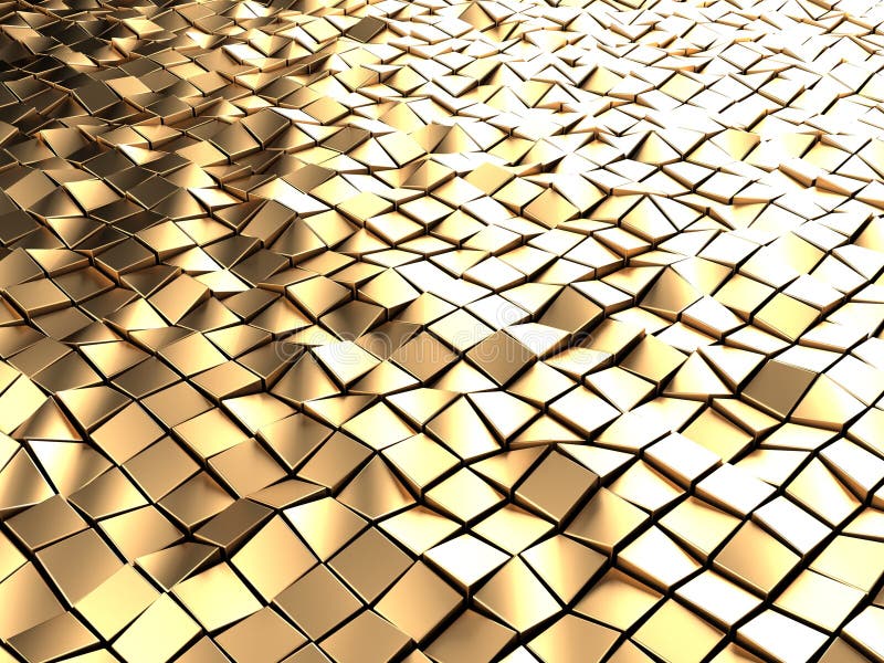 Luxury Golden Background. Gold Glossy Cubes Array Stock Illustration ...