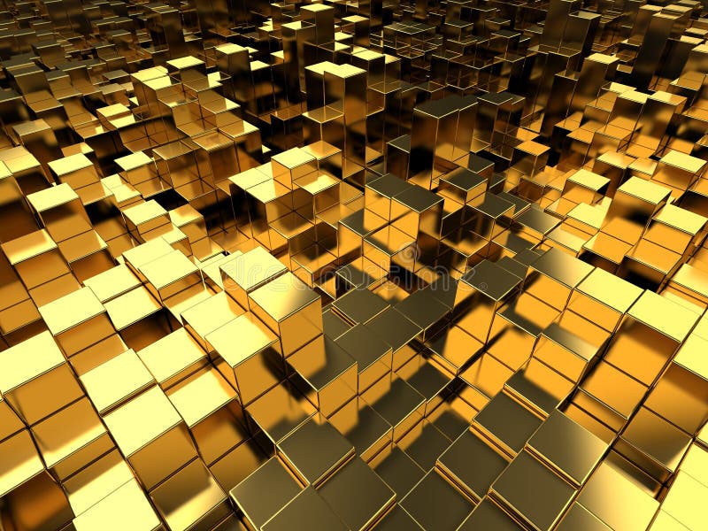 Luxury Golden Background Gold Glossy Cubes Array Stock Illustrations ...