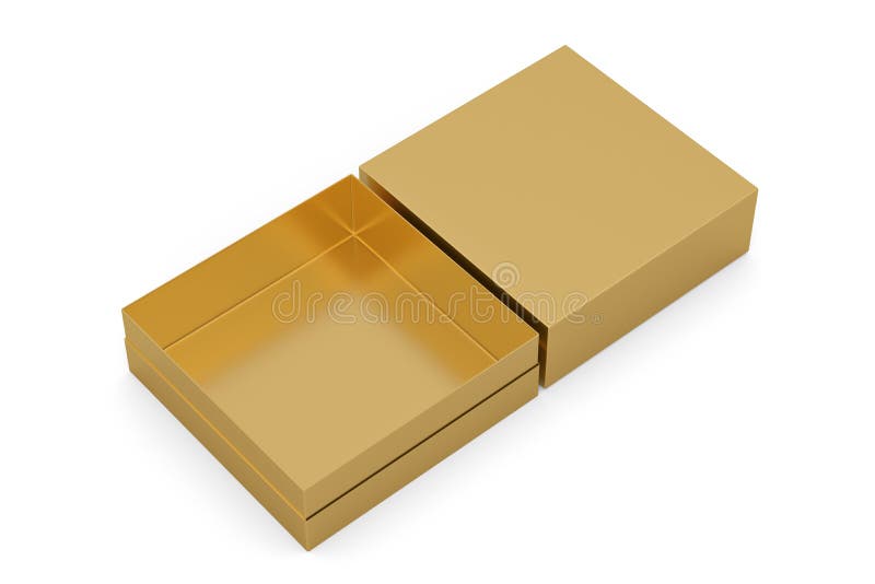 Luxury Golden Box Isolated on White Background, 3D Render. 3D ...