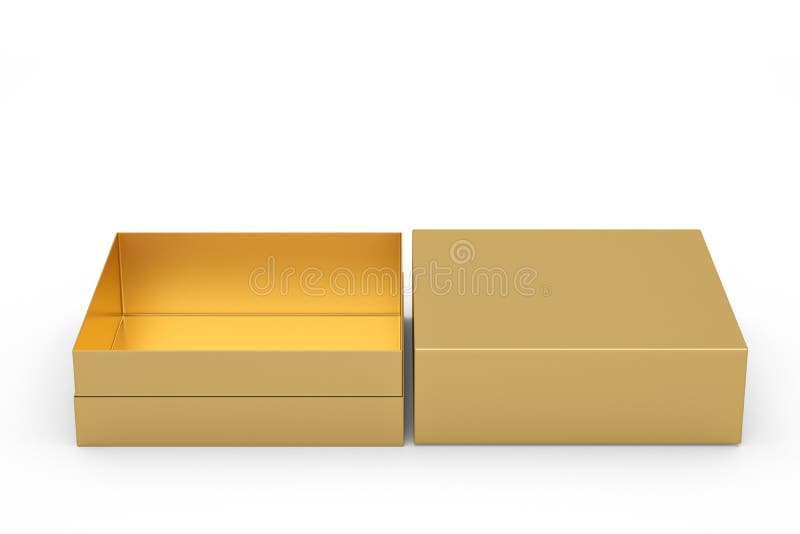 Luxury Golden Box Isolated on White Background, 3D Render. 3D ...