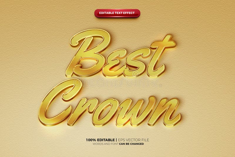 Luxury Golden Crown Editable Text Effect Logo Template Stock Vector ...