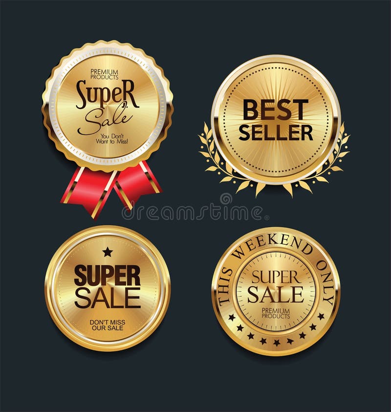 Luxury Golden Design Elements Badges and Labels Collection Stock ...