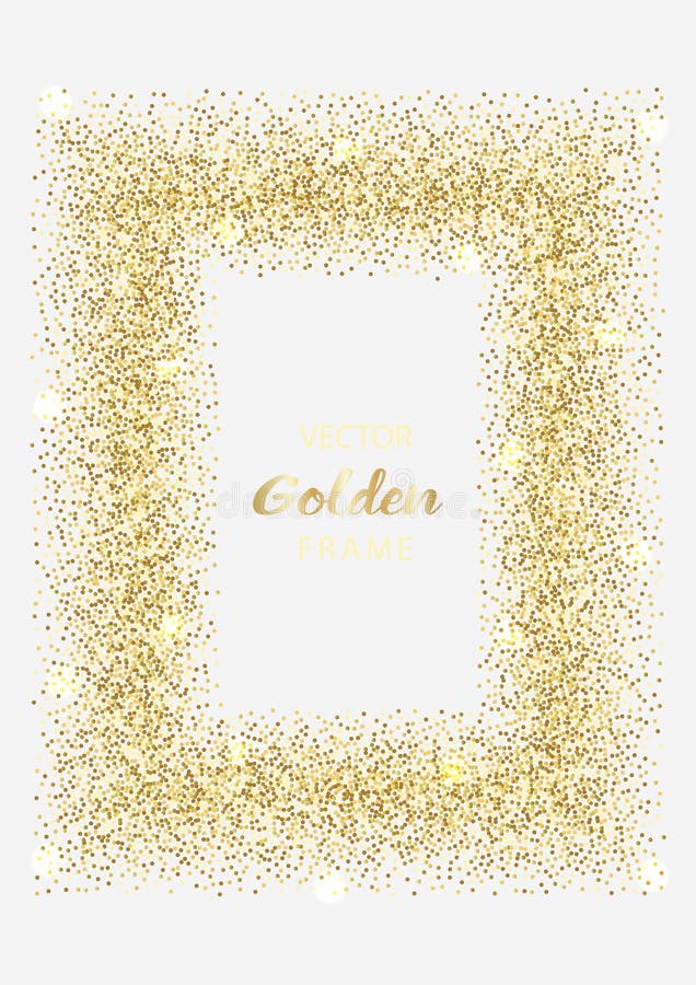 Luxury Golden Glitter Rectangular Frame Stock Vector - Illustration of invitation, club: 121957416