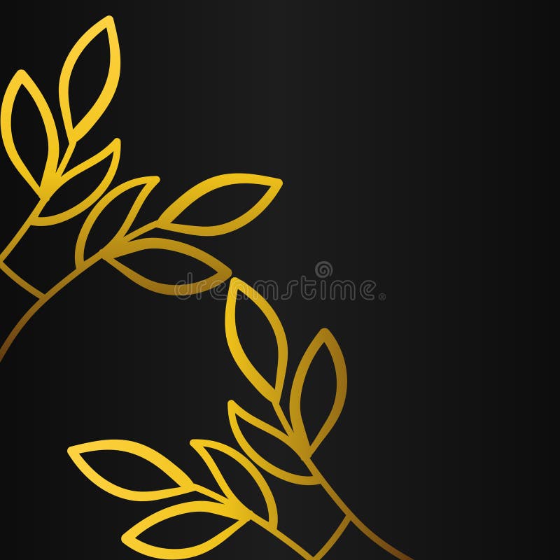 Luxury Golden Leaf on Black Background. Vector Design Element. Stock ...