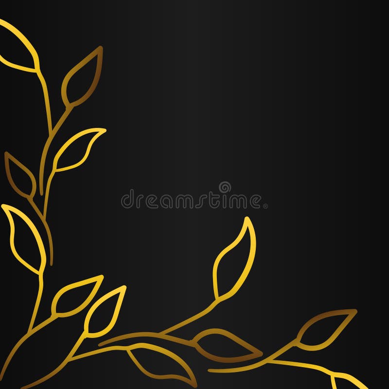 Luxury Golden Leaf on Black Background. Vector Design Element. Stock ...