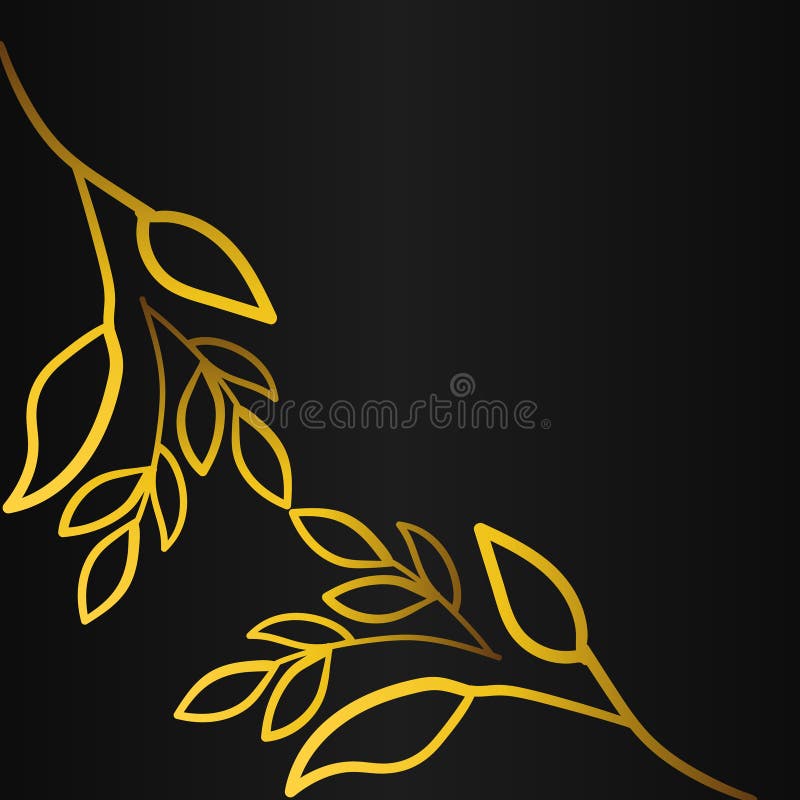 Luxury Golden Leaf on Black Background. Vector Design Element. Stock ...