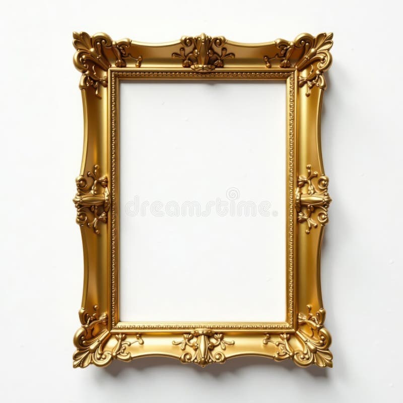 Luxury Golden Photo Frame Isolated on White Backdrop , Mockup, Art ...