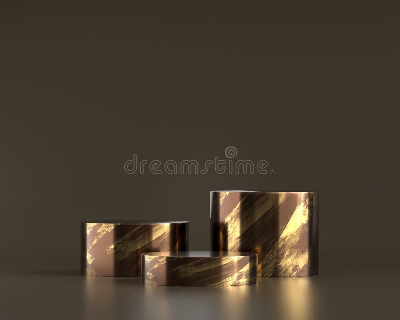 Luxury Golden Platform Podium 3d Rendering in Black Background Stock ...
